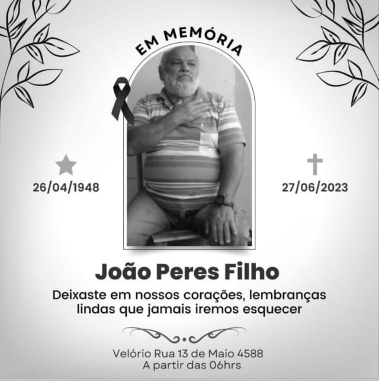 SINPOL-MS Nota de Falecimento: João Peres Filho